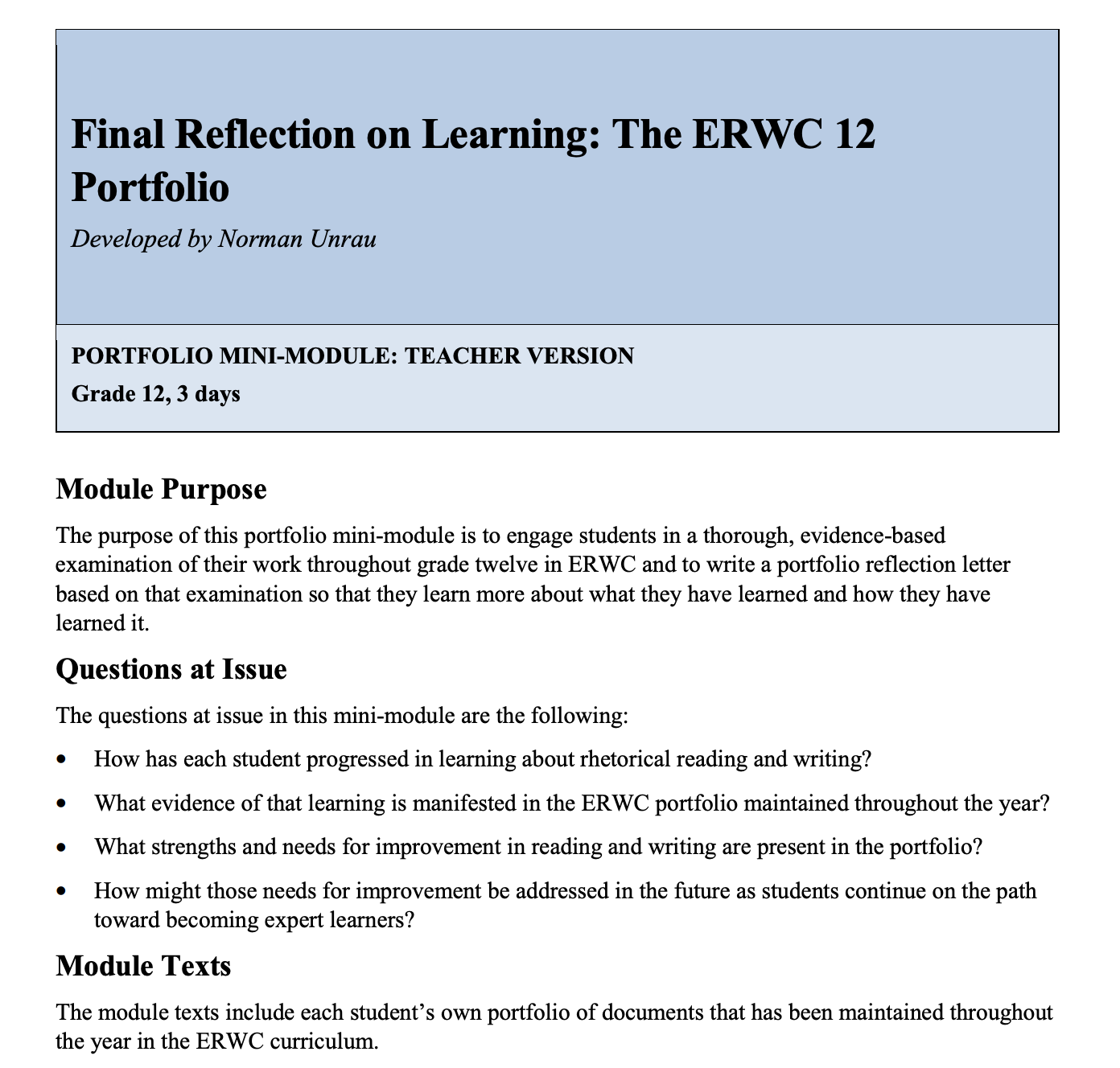 Modules and Minis – Teaching ERWC